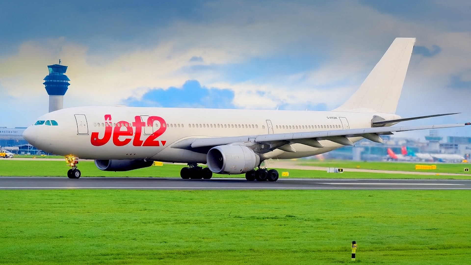 Early morning plane departures at Manchester Airport