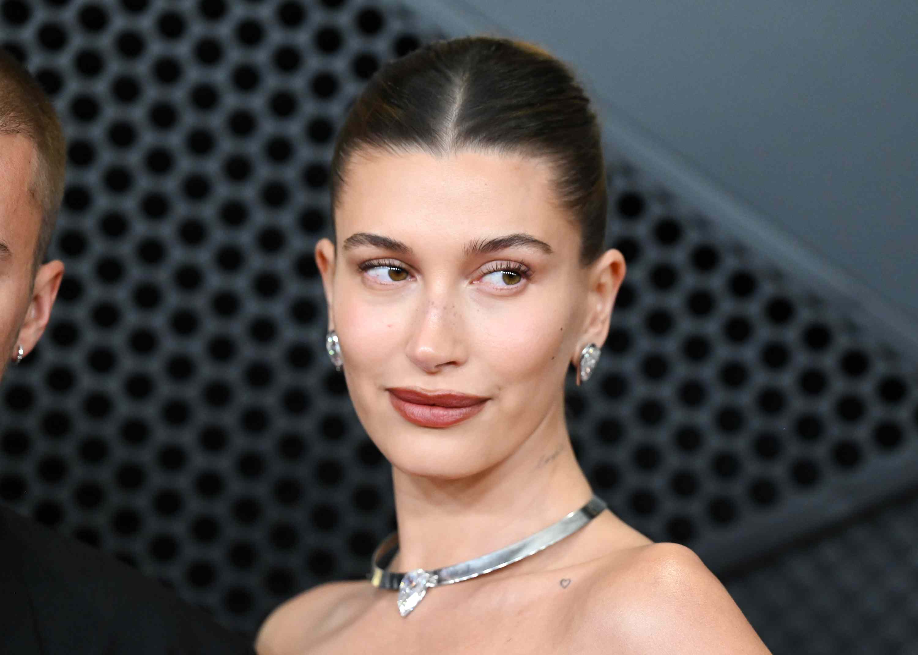 Hailey Bieber Wows in a Open Back Micro Minidress Dripping in Beads at ...