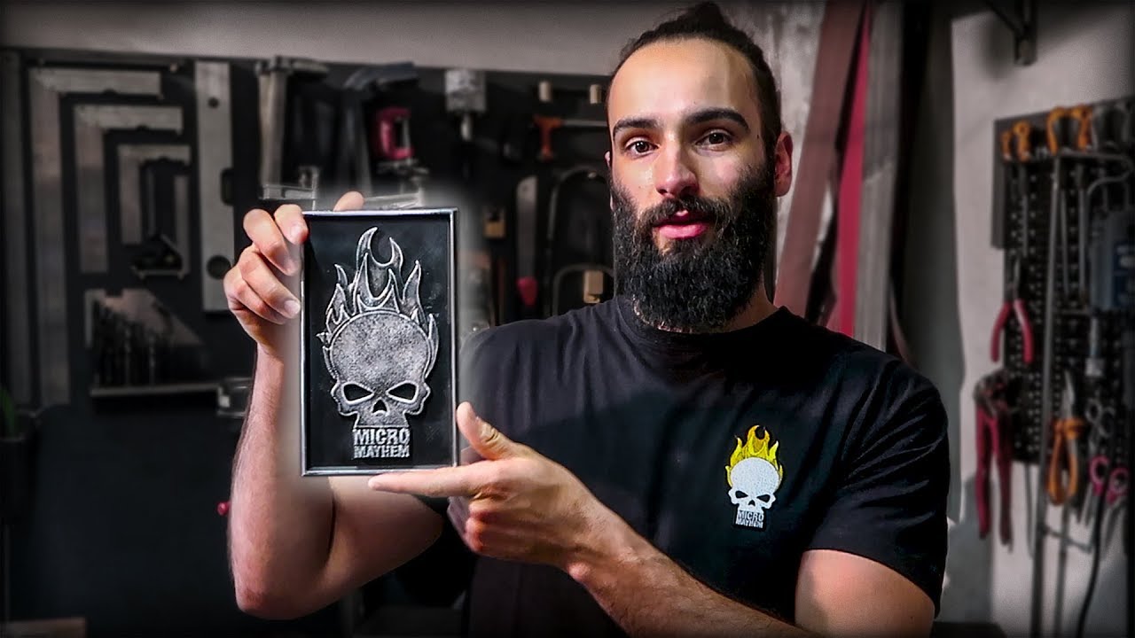 Micro Mayhem logo aluminum cast