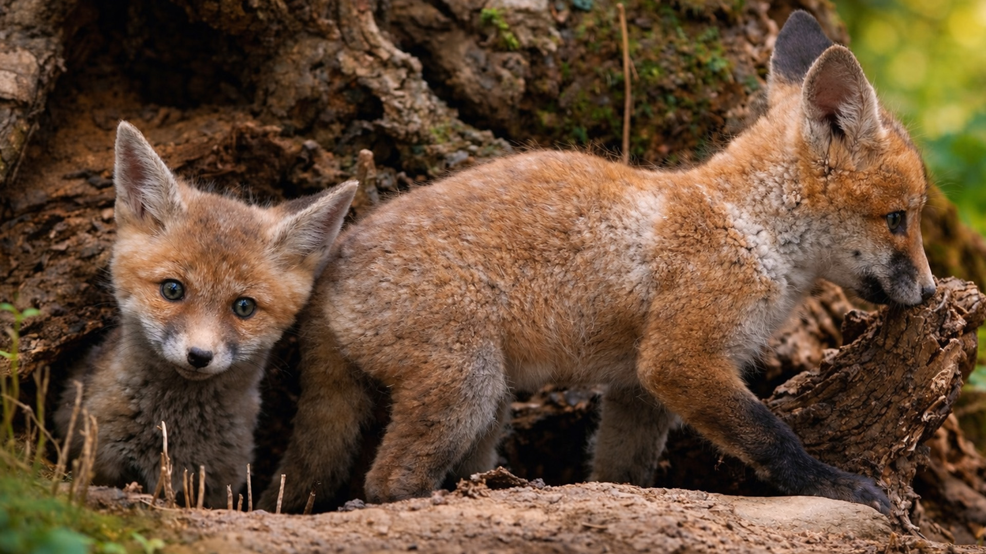 They were just playing, until one noticed the camera
