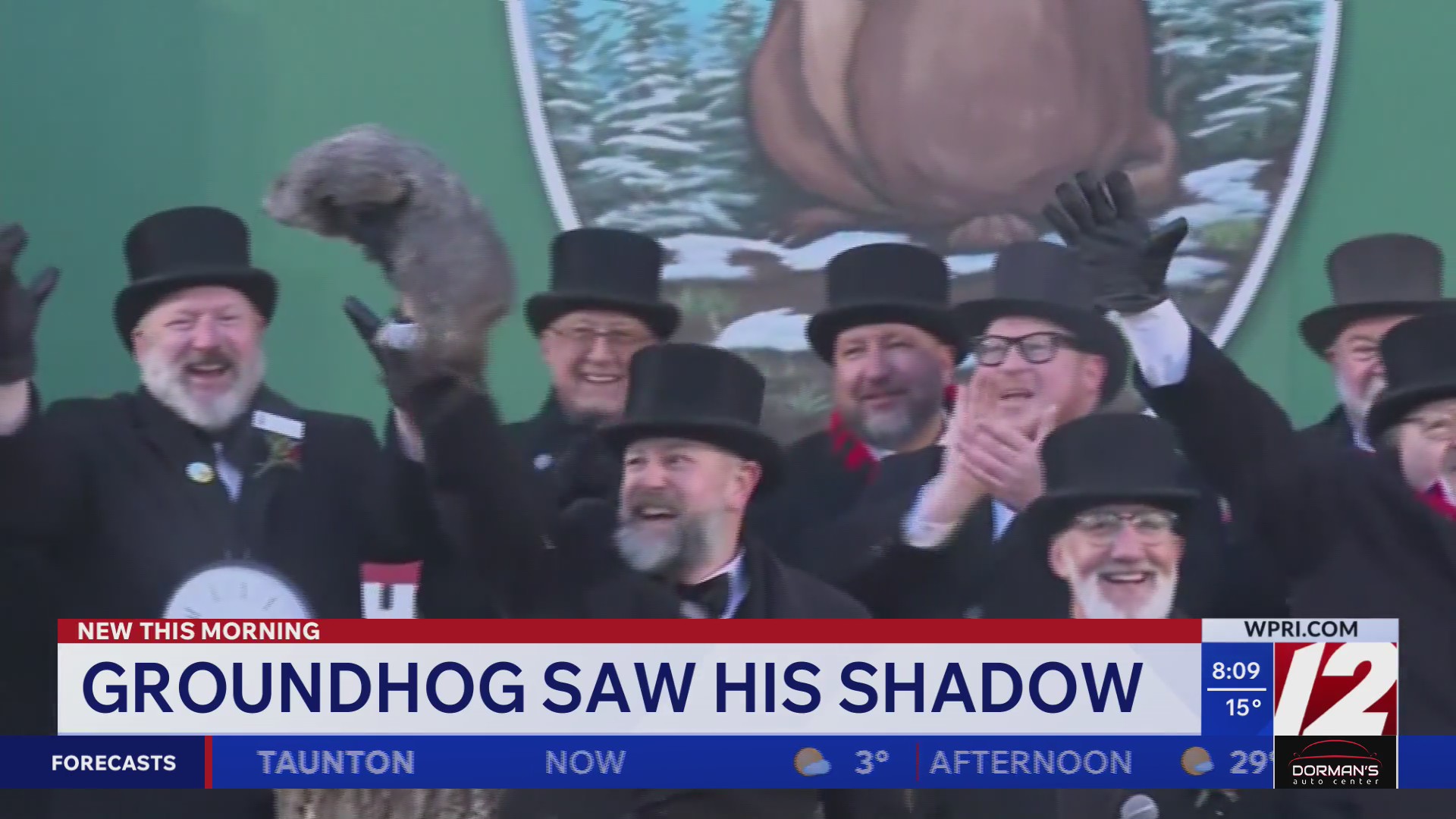 Punxsutawney Phil sees his shadow! Six more weeks of winter predicted