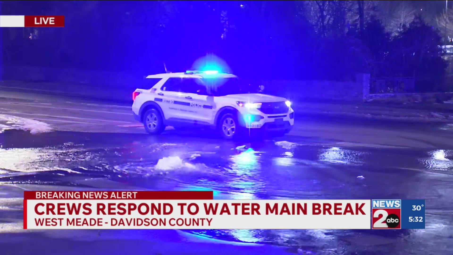 Crews respond to water main break in West Meade