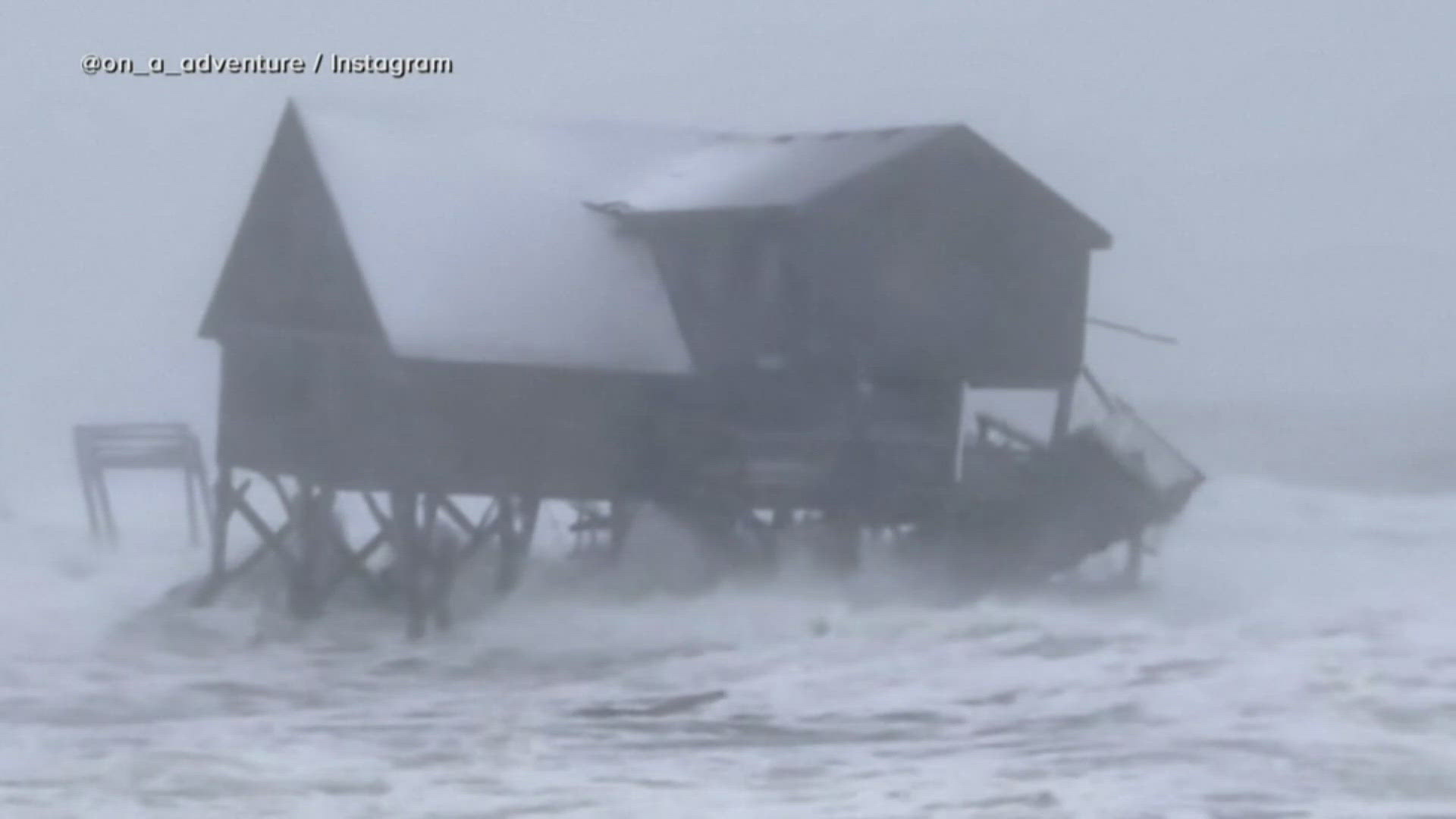 House collapses into ocean as powerful winter storm slams the Southeast