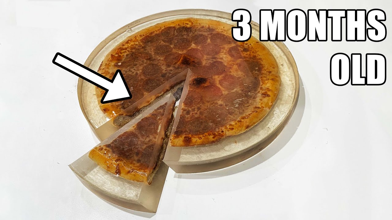 Opening a 90 day old pepperoni pizza encased in epoxy resin