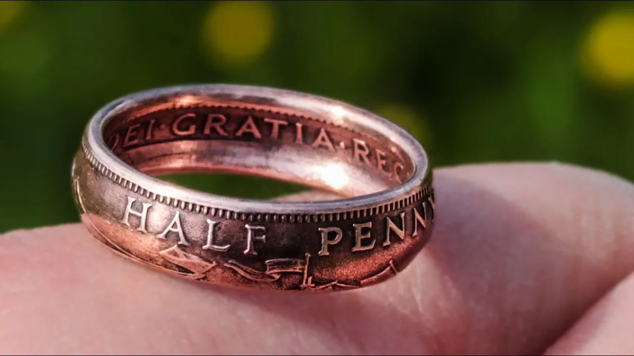 Turning a British halfpenny coin into a ring