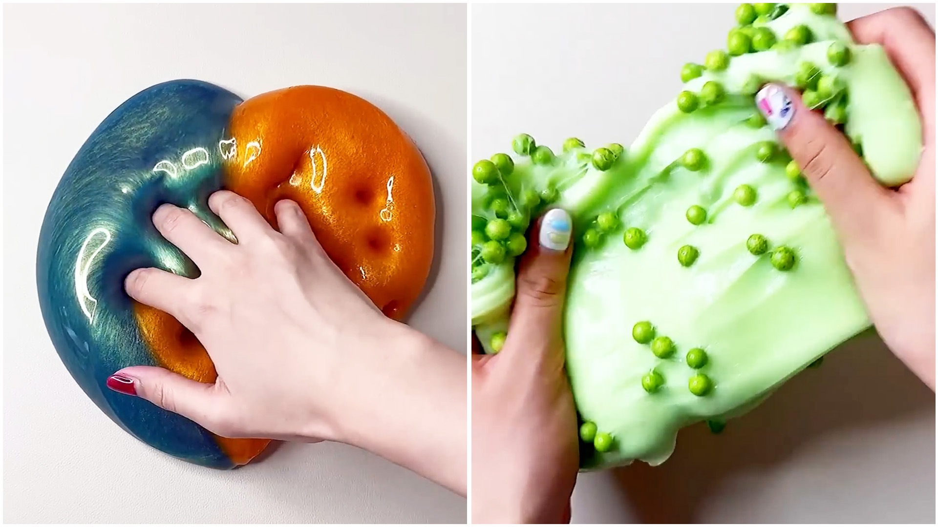 Stretching and folding glossy slime ASMR