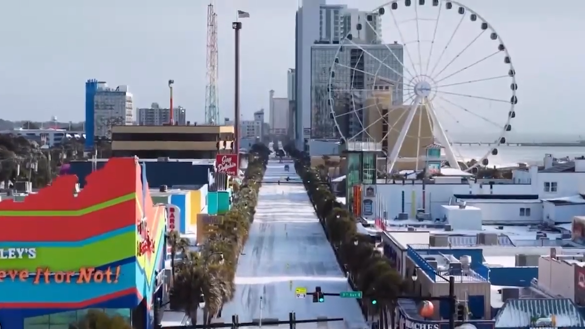 Snow and sand: Drone captures Myrtle Beach’s winter makeover