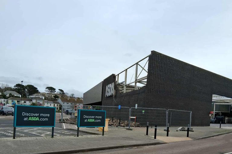 Huge hole at Asda superstore as wall comes crashing down