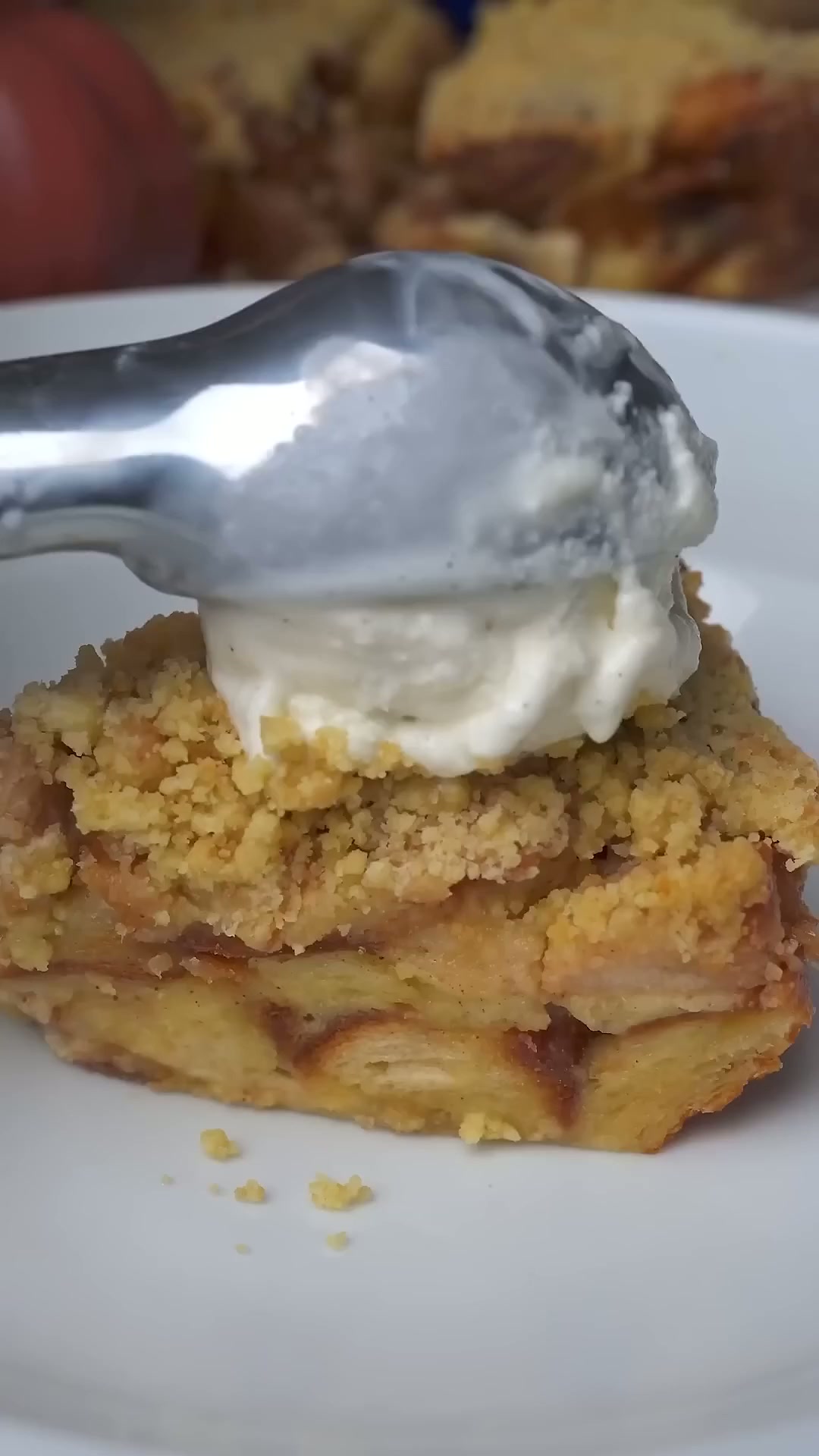 Delicious apple crumble bread pudding