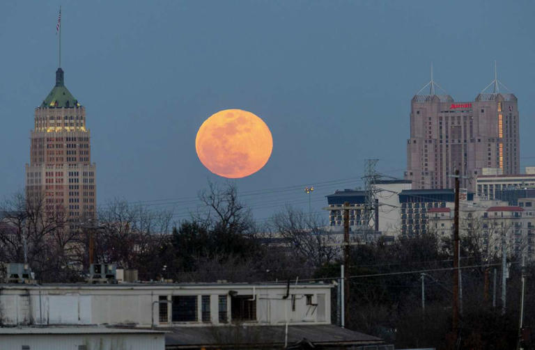 A snow moon harkens a NASA launch and mild weather