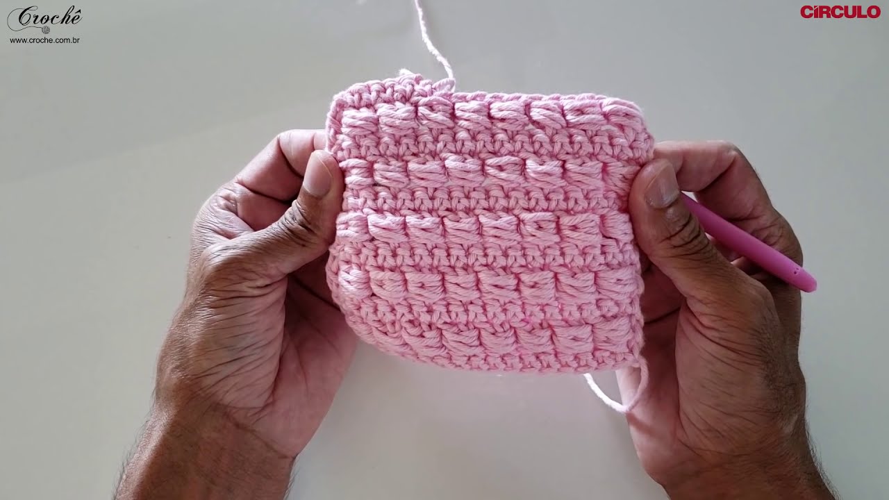 Ponto puff em crochê na horizontal - fácil