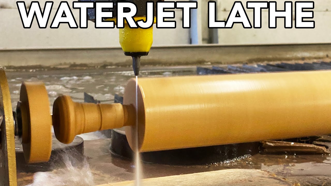 Turning a waterjet into a lathe | Woodturning with a waterjet
