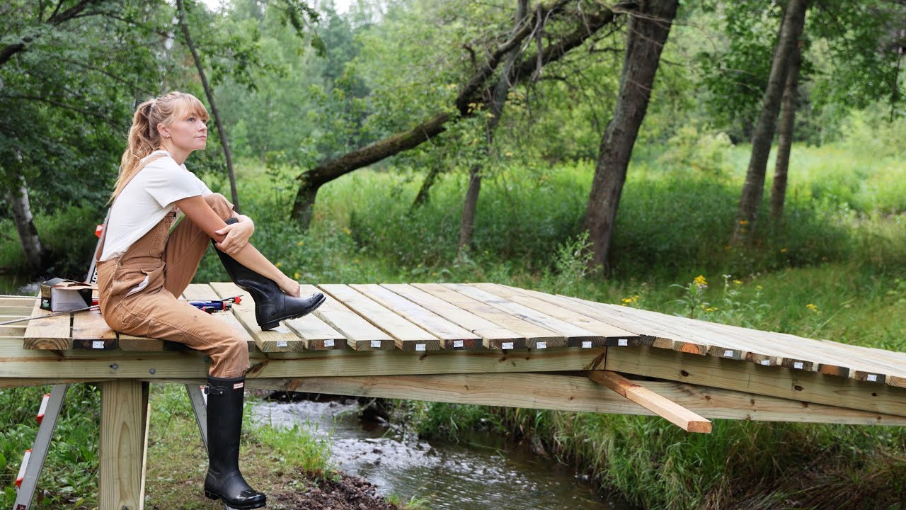 Building a 32' bridge alone at my homestead 🙃
