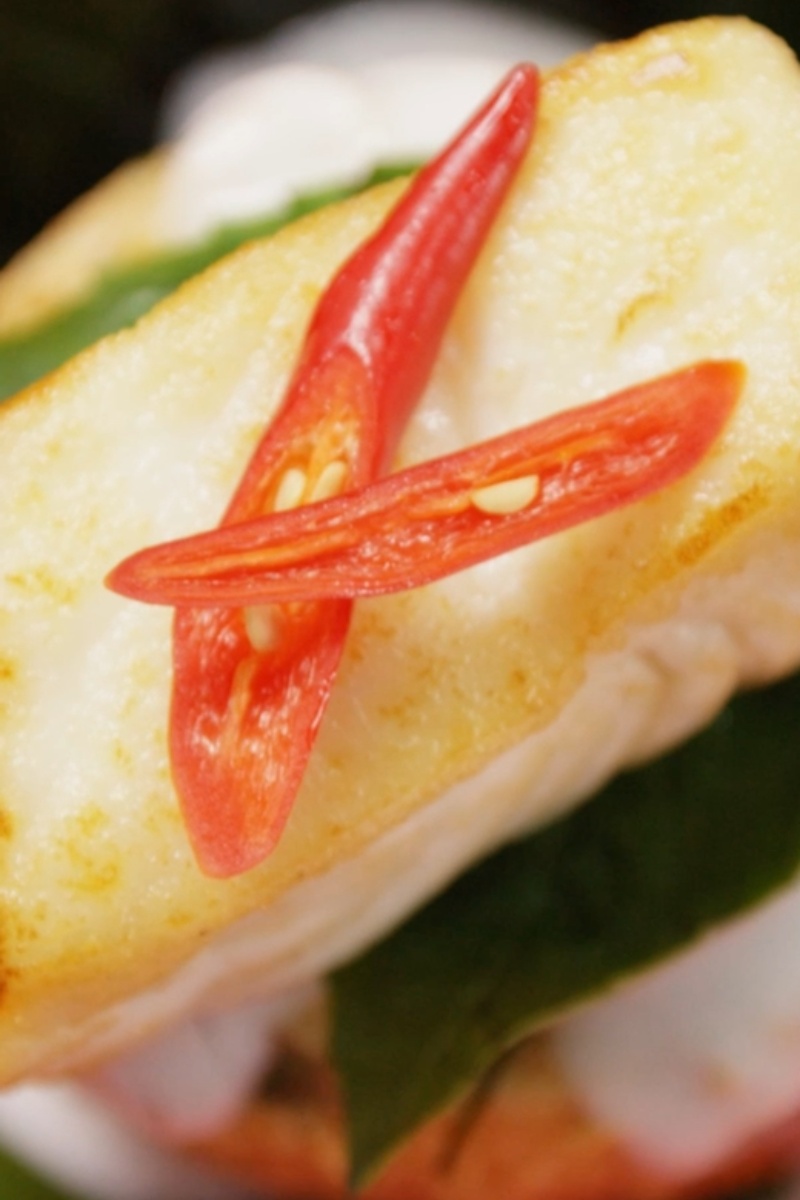 Steamed Thai fish custard with coconut curry