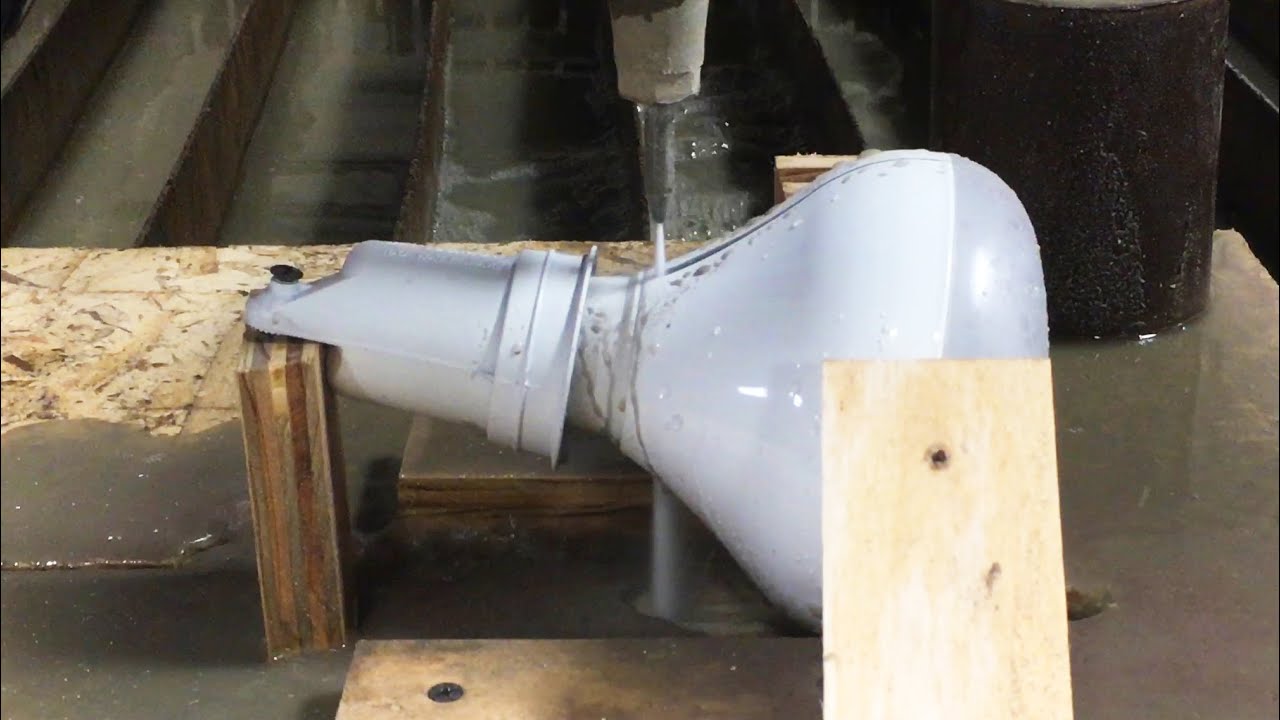 Cutting an LED light bulb with a waterjet