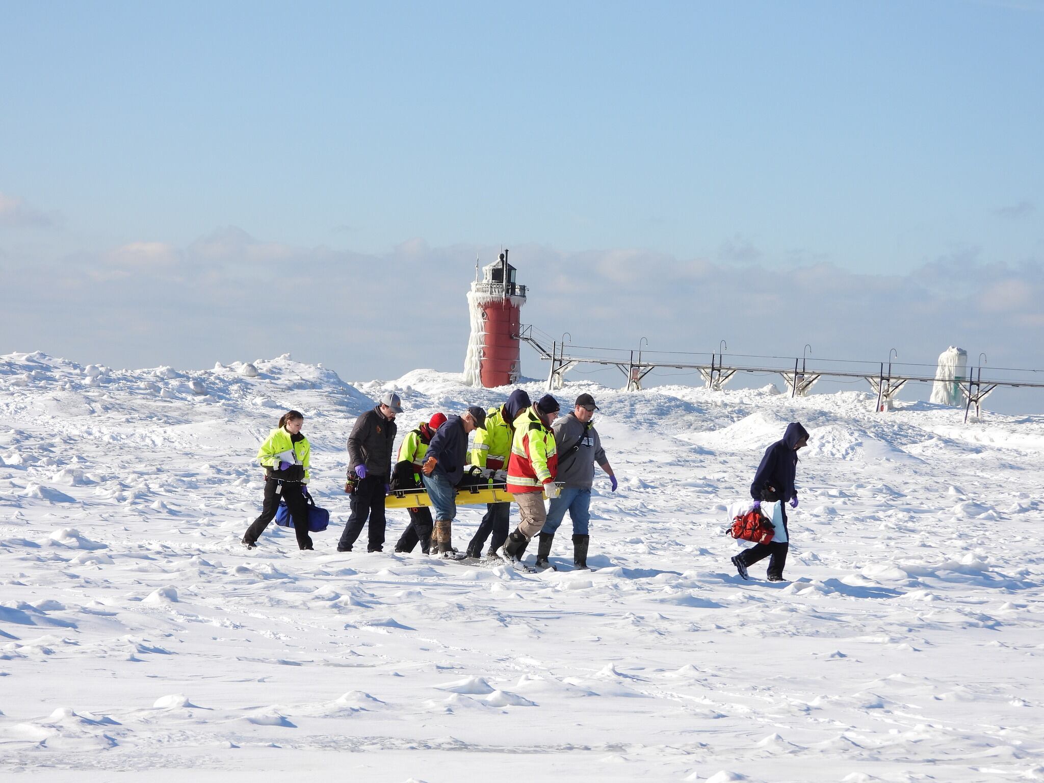 Person hospitalized after falling on Lake Michigan ice shelf