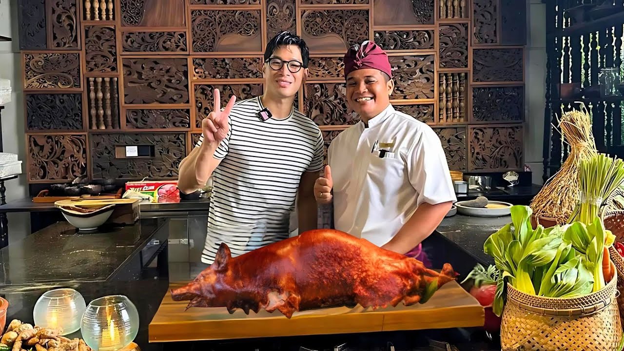 Crispy fire roasted suckling pig! Cooking babi guling in Bali | Jon Kung