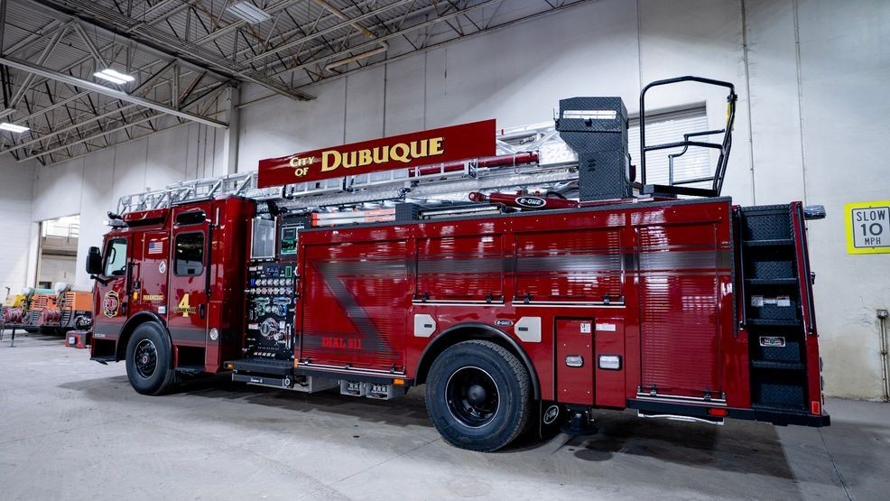 New Dubuque ladder fire truck brings 75-foot aerial and 2,000 gpm ...