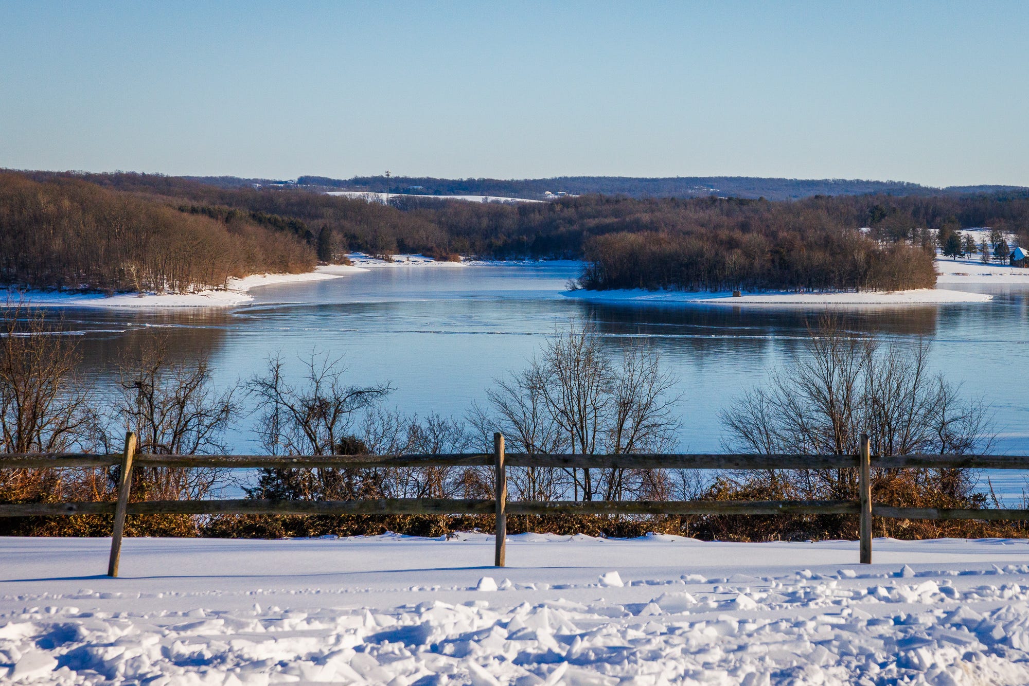 Stretch of bitter cold completely freezes Lake Marburg at Codorus