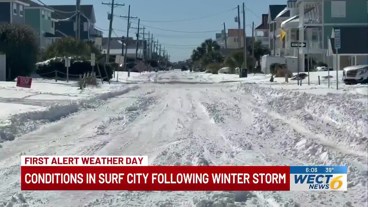 Surf City sees records of snowfall, twice as much as Wilmington