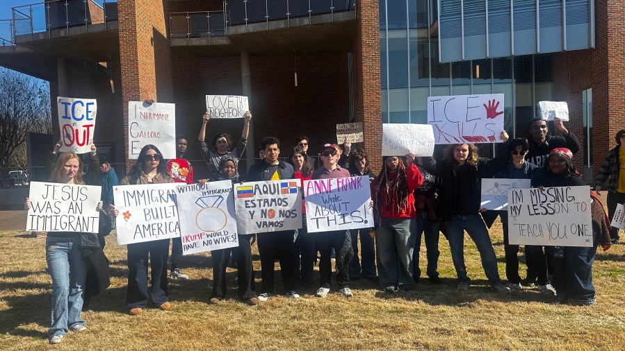 Columbus State students participate in protest opposing recent ICE activity