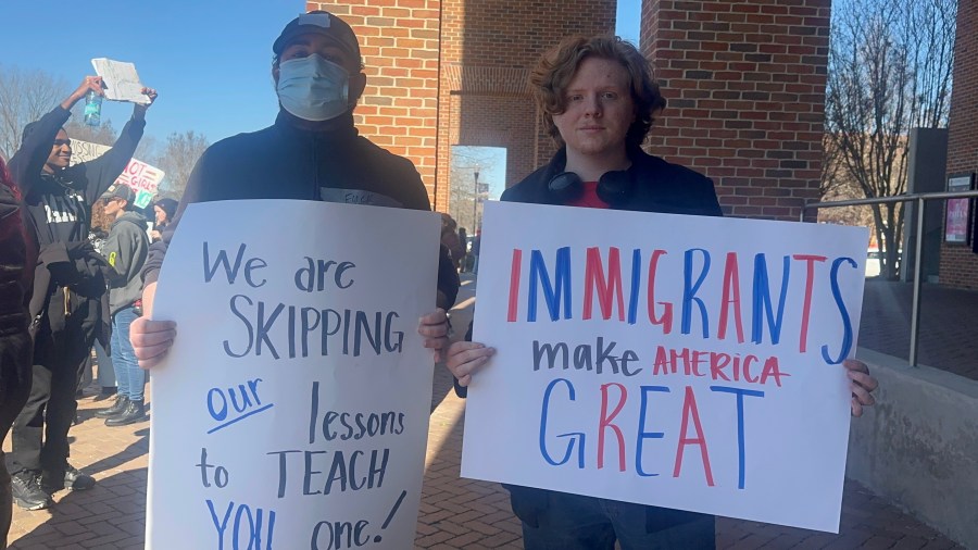 Columbus State students participate in protest opposing recent ICE activity