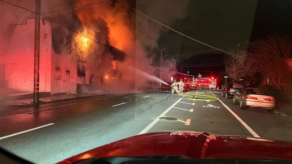 Fire engulfs vacant two-story building in Eureka early Saturday