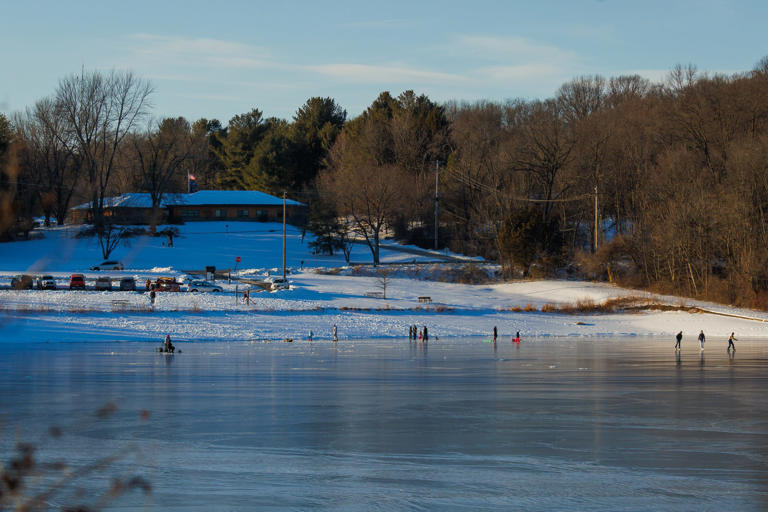 Stretch of bitter cold completely freezes Lake Marburg at Codorus