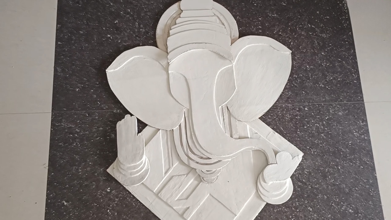 DIY 3D Ganesha wall decoration with cardboard