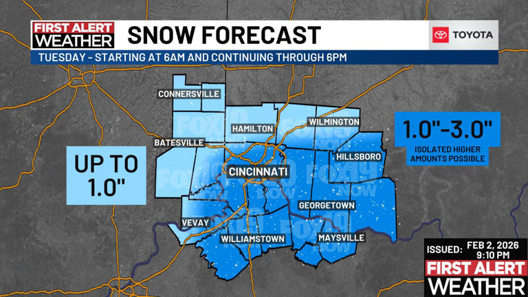 First Alert Weather Days: Timeline for snow Tuesday