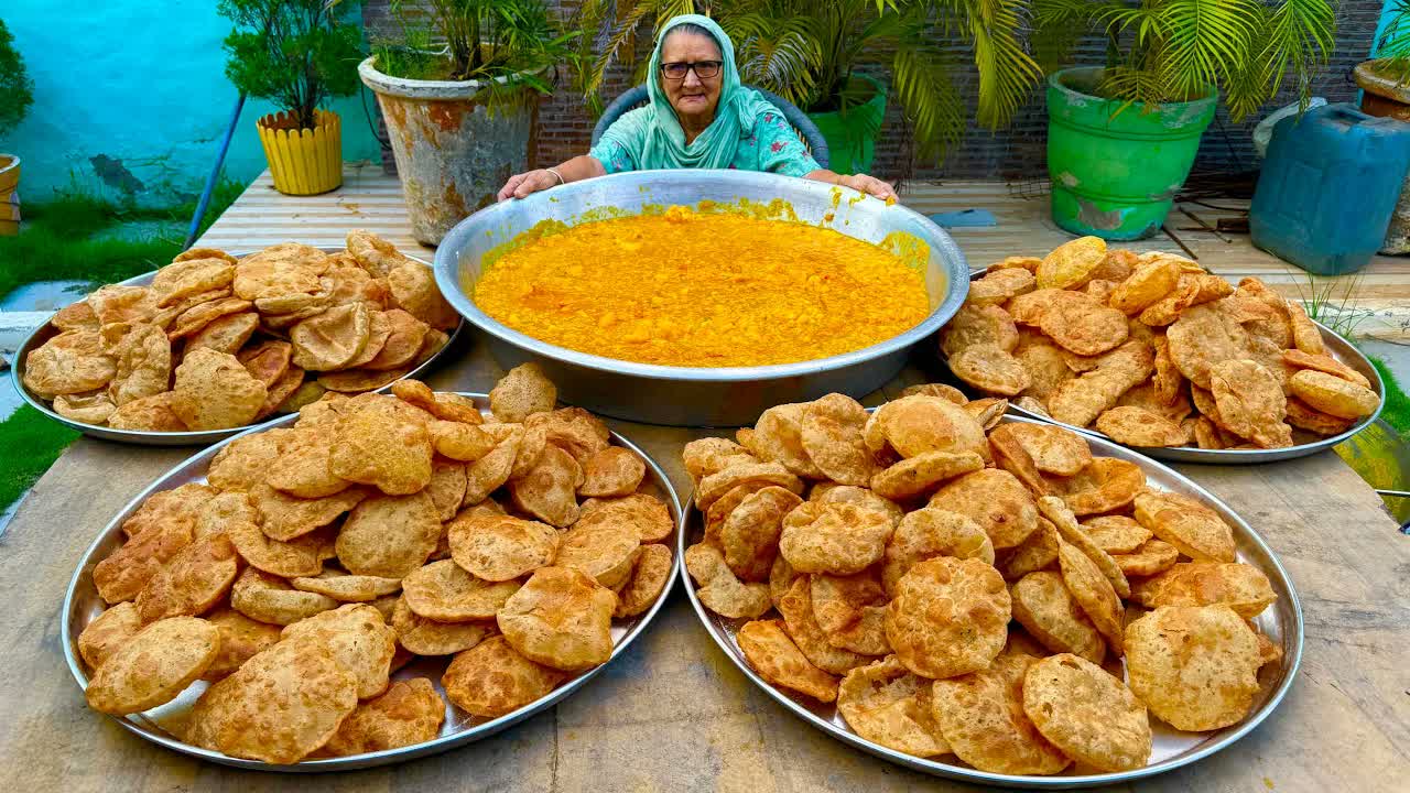 Village Granny Make Bedmi Poori and Aloo Sabji