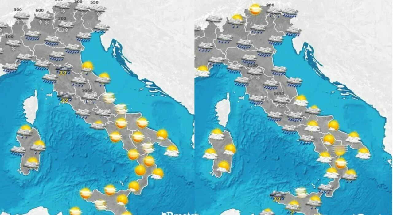Meteo, neve e piogge al Nord e 20 gradi al Sud: Italia spaccata in due ...