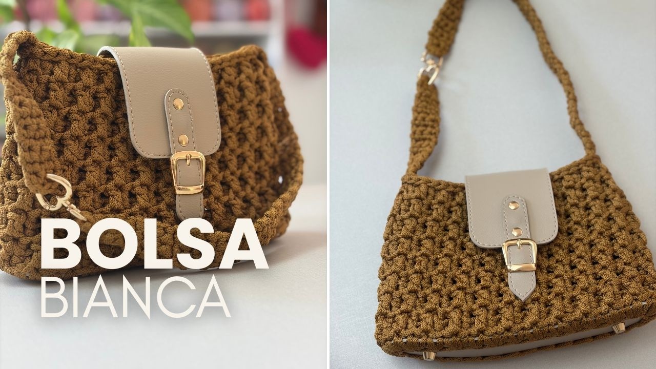 Bolsa de crochê com fio de poliéster / Bolsa de crochê Bianca