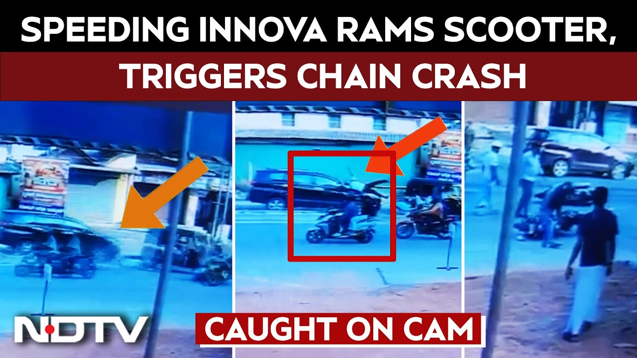 Shocking CCTV video: Speeding Innova rams scooter, triggers chain crash ...