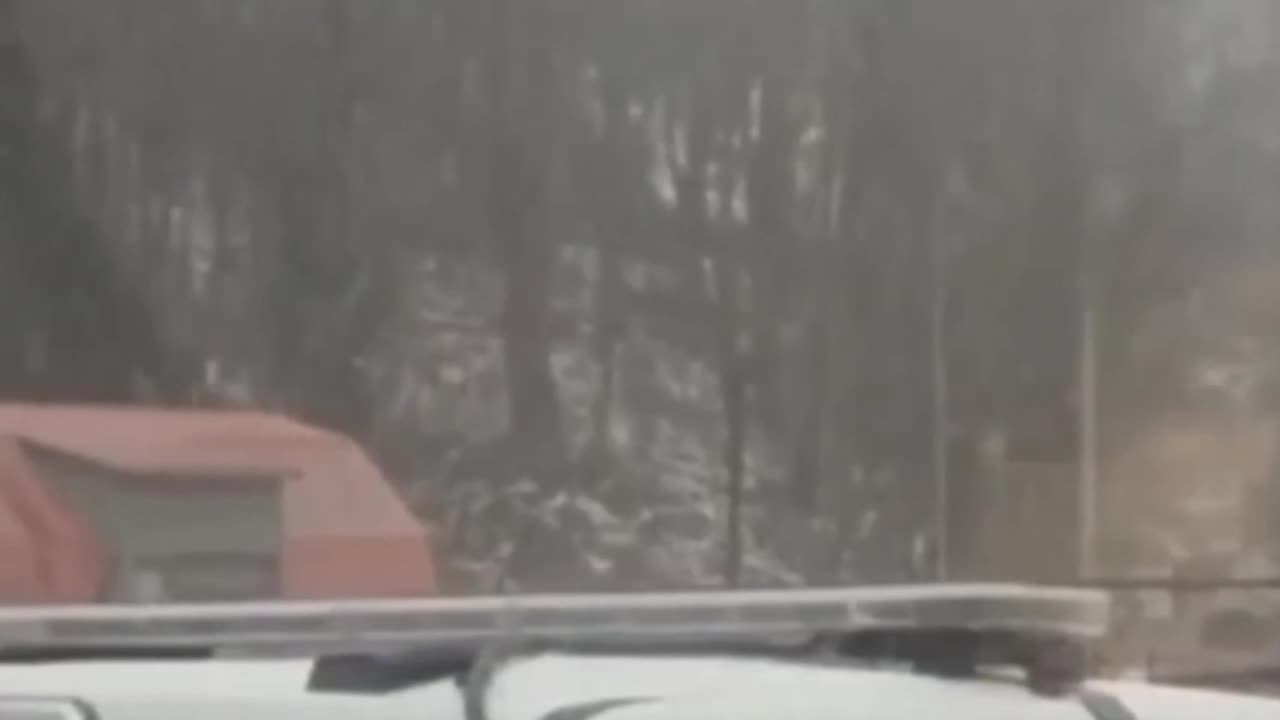 Snow and rain showers across in Boone, North Carolina, USA