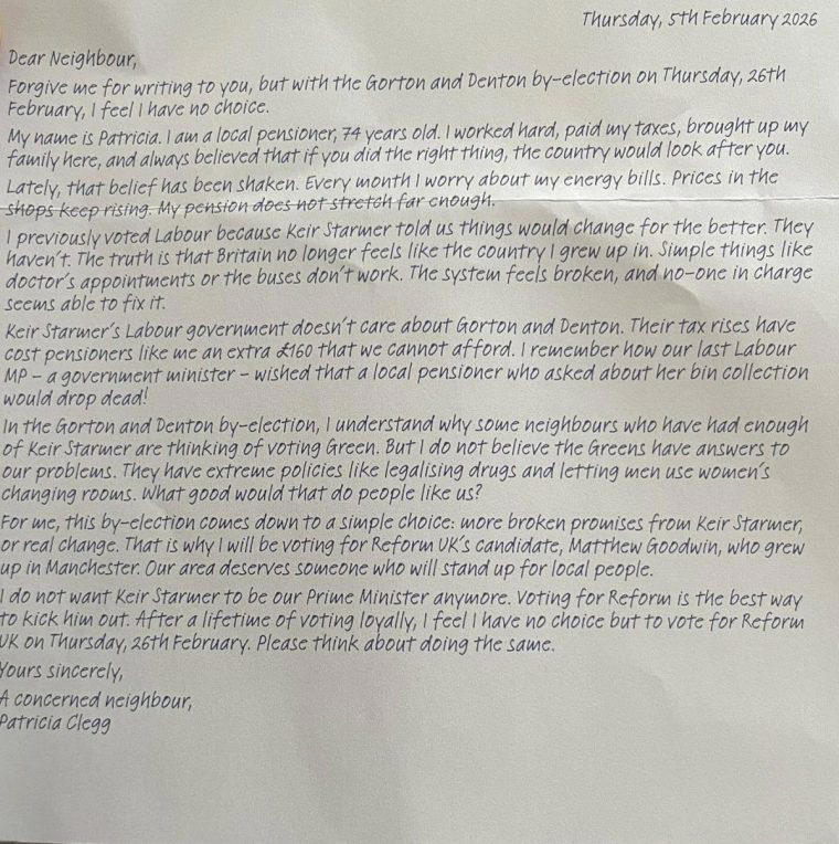 Reform let my 74-year-old mum take blame for botched election leaflet
