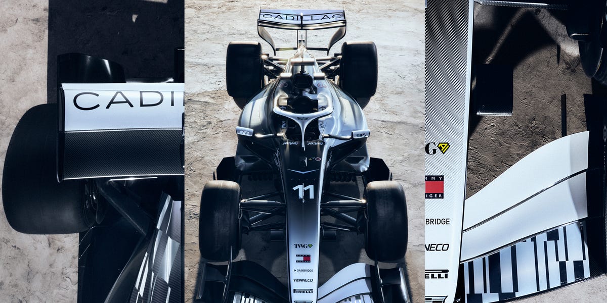 Cadillac F1 reveals its monochrome livery during the Super Bowl