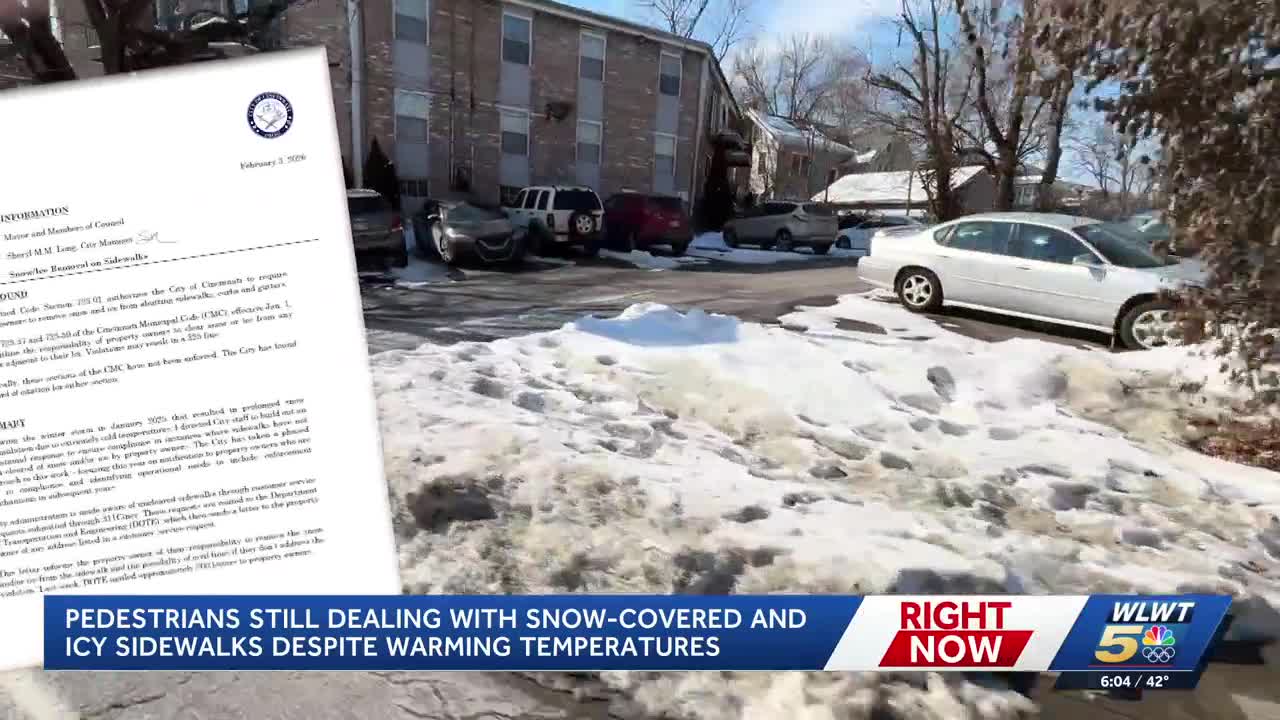 Snow-covered sidewalks across Cincinnati pose danger for pedestrians