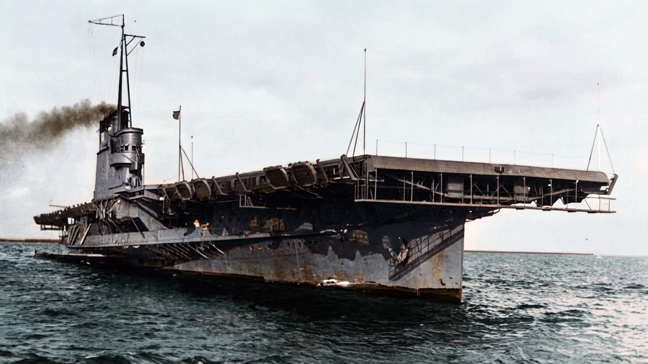 The luxury cruiser that was turned into an aircraft carrier
