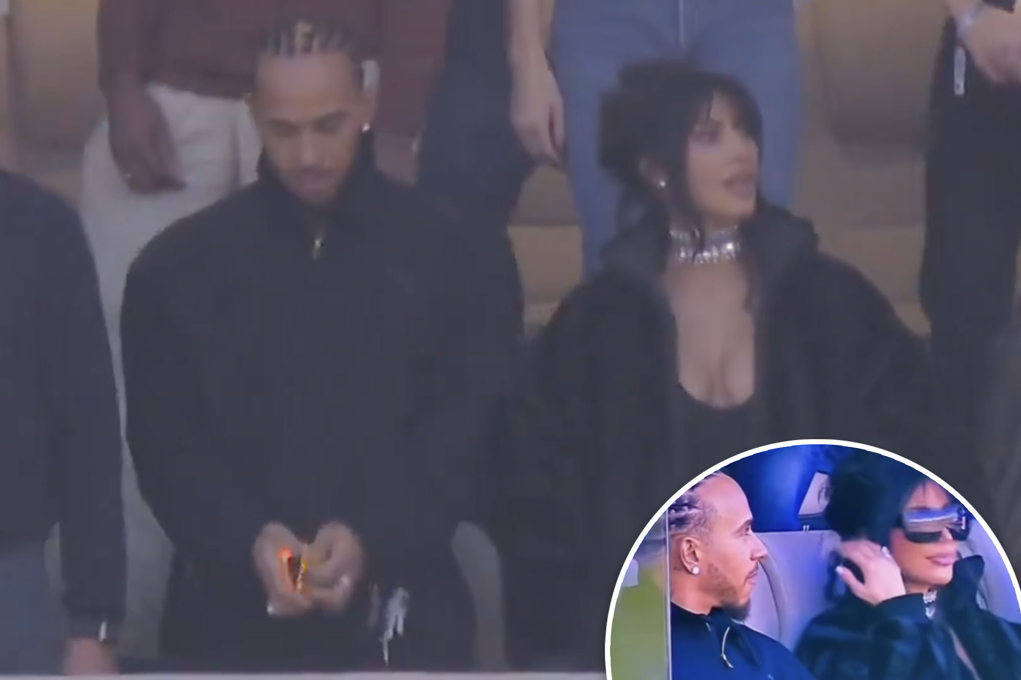What Lewis Hamilton said to Kim Kardashian during Super Bowl 2026 hard ...