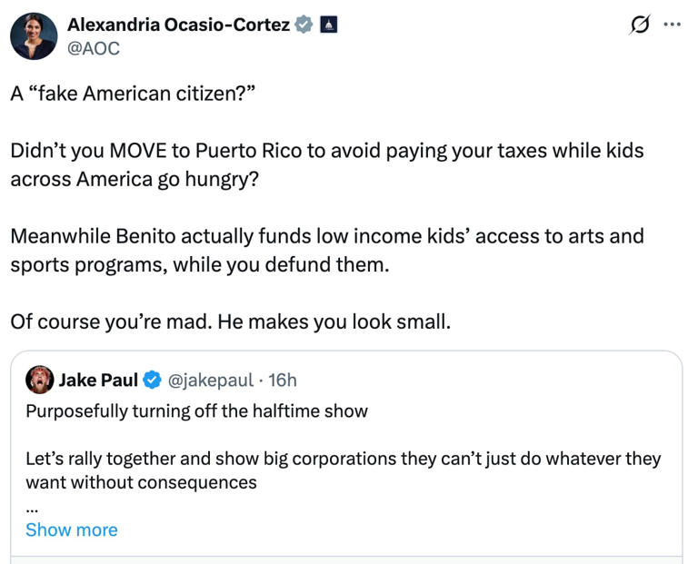 AOC slams MAGA star over 'fake American' Bad Bunny post