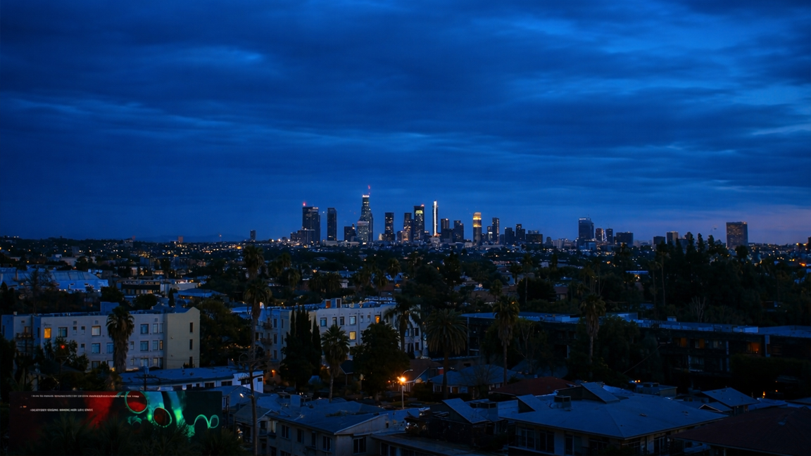 City lights under a calm night sky