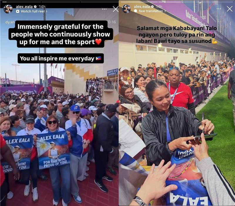 Alex Eala to Filipinos in Doha: 'You all inspire me every day'