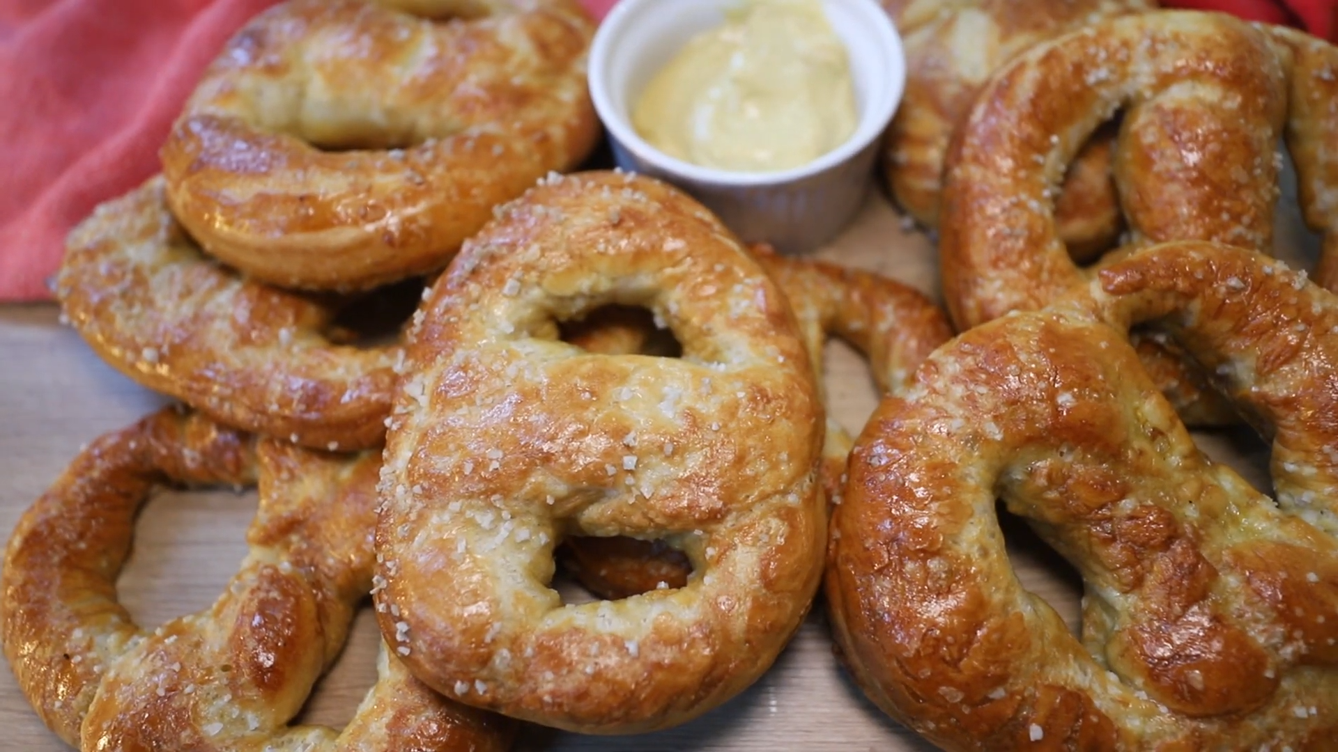 Giant soft pretzels made from scratch at home
