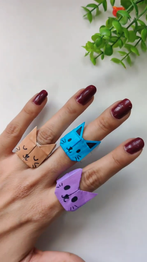 Origami paper cat ring tutorial – fun & easy craft