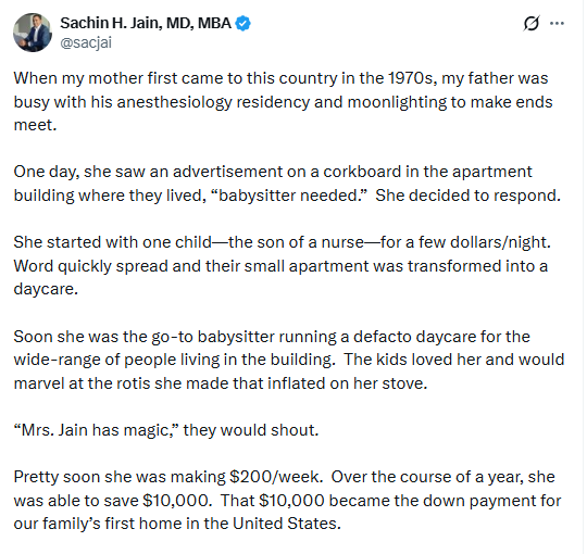 Indian man in US shares how mother's babysitting job helped buy family ...