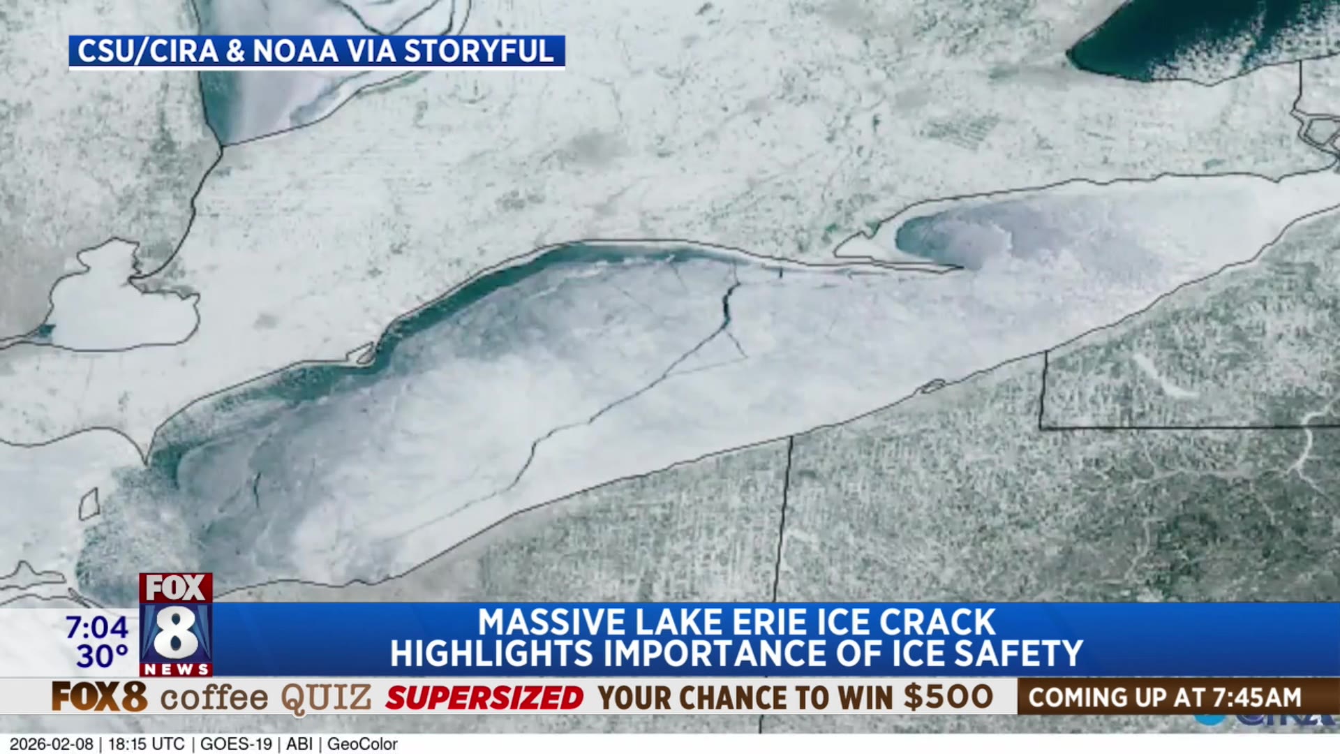 See it from space! Massive crack on Lake Erie's ice