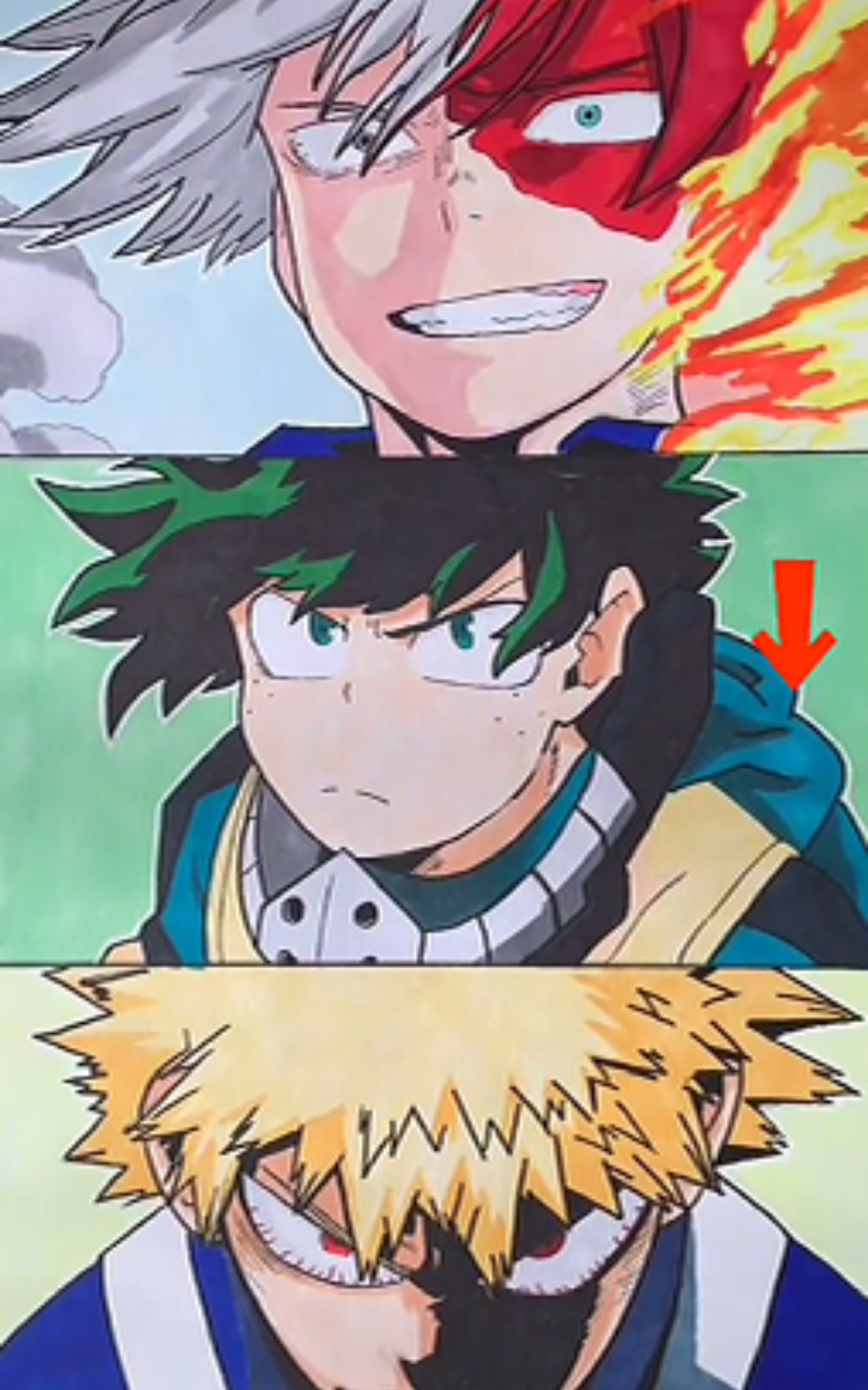Todoroki, Bakugo and Midoriya artwork that brings My Hero Academia to life