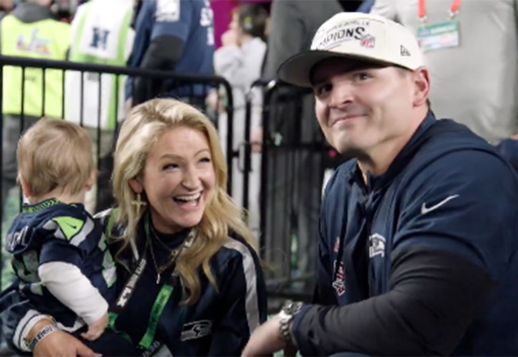 Rare moment between Seahawks coach Mike Macdonald and wife caught on ...