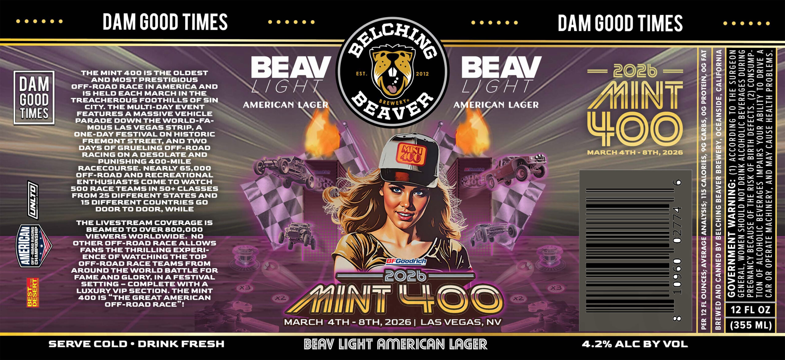 Belching Beaver Brewing Beav Light for the 2026 Mint 400